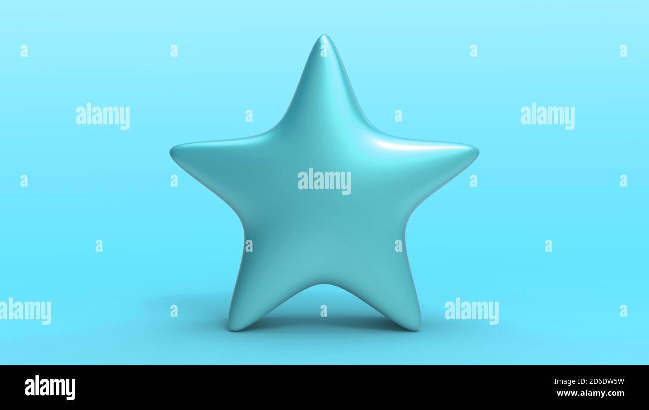 3d azure star on color background. Render and illustration of golden ...