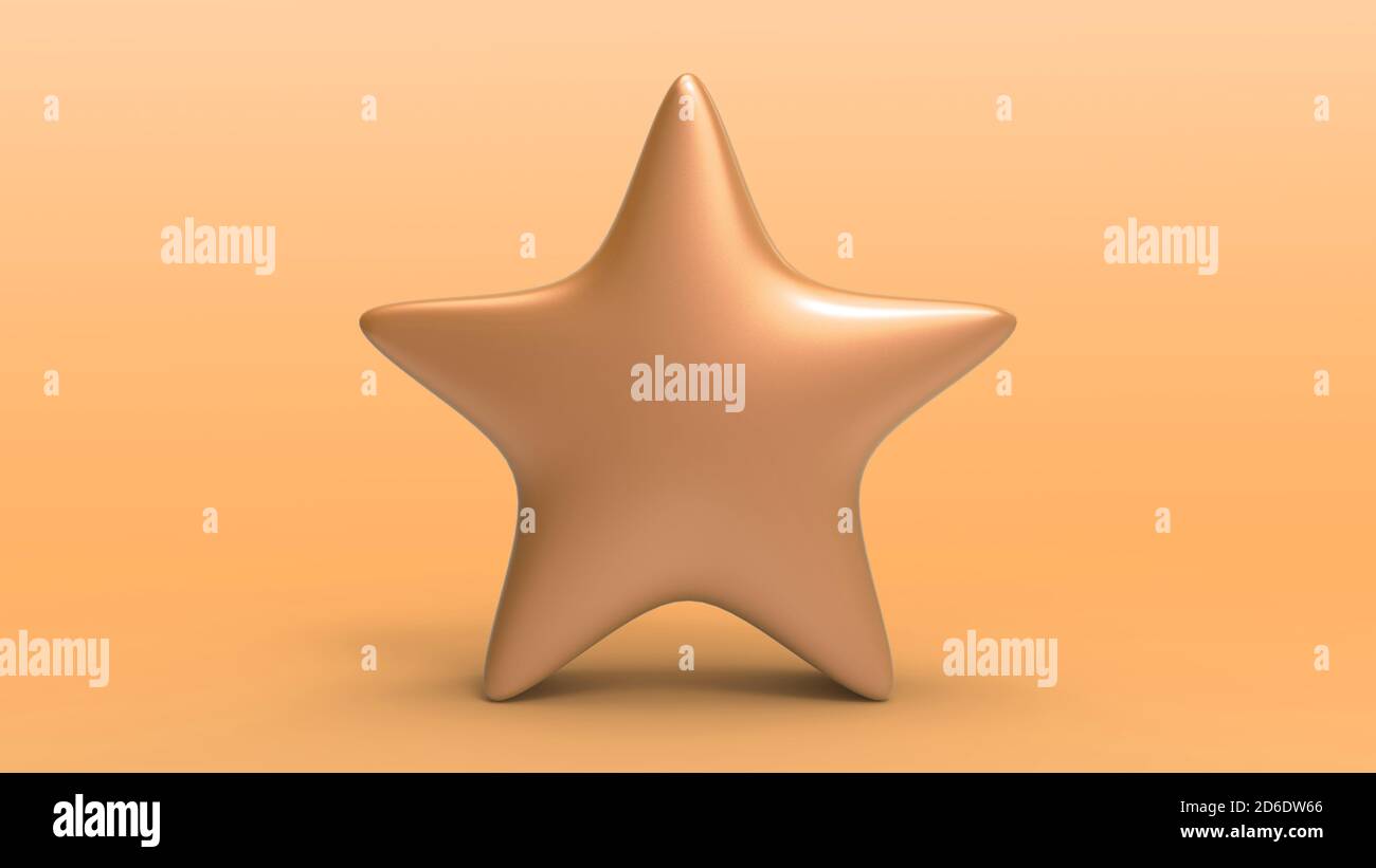 3d orange star on color background. Render and illustration of golden ...