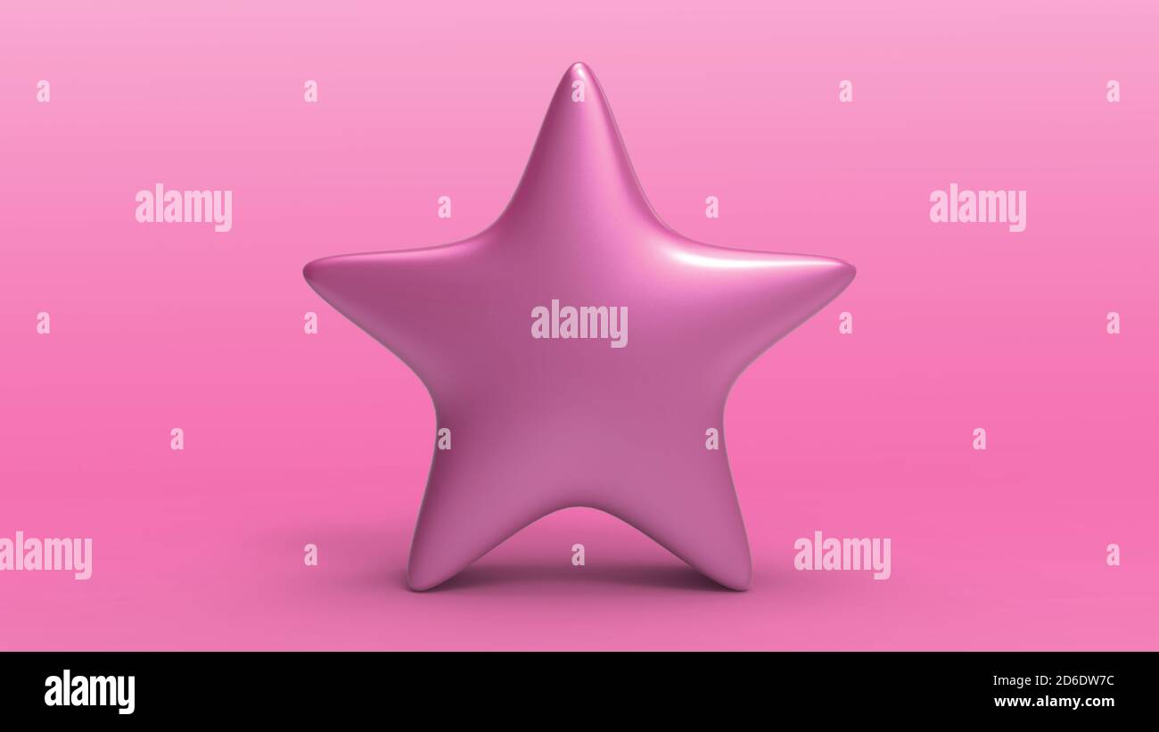 3d pink star on color background. Render and illustration of golden ...