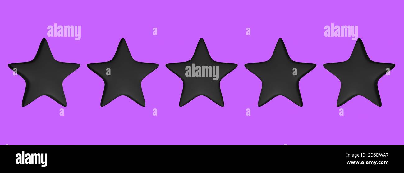 3d five violet star on color background. Render and illustration of ...