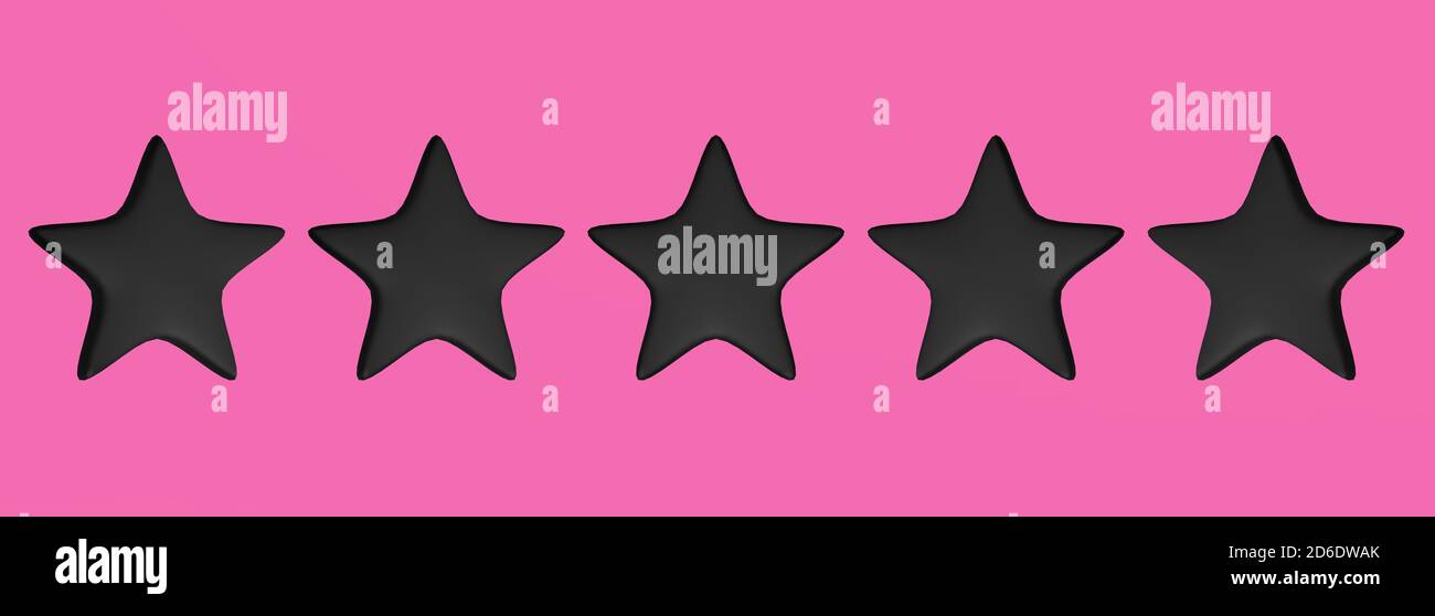 3d five pink star on color background. Render and illustration of ...