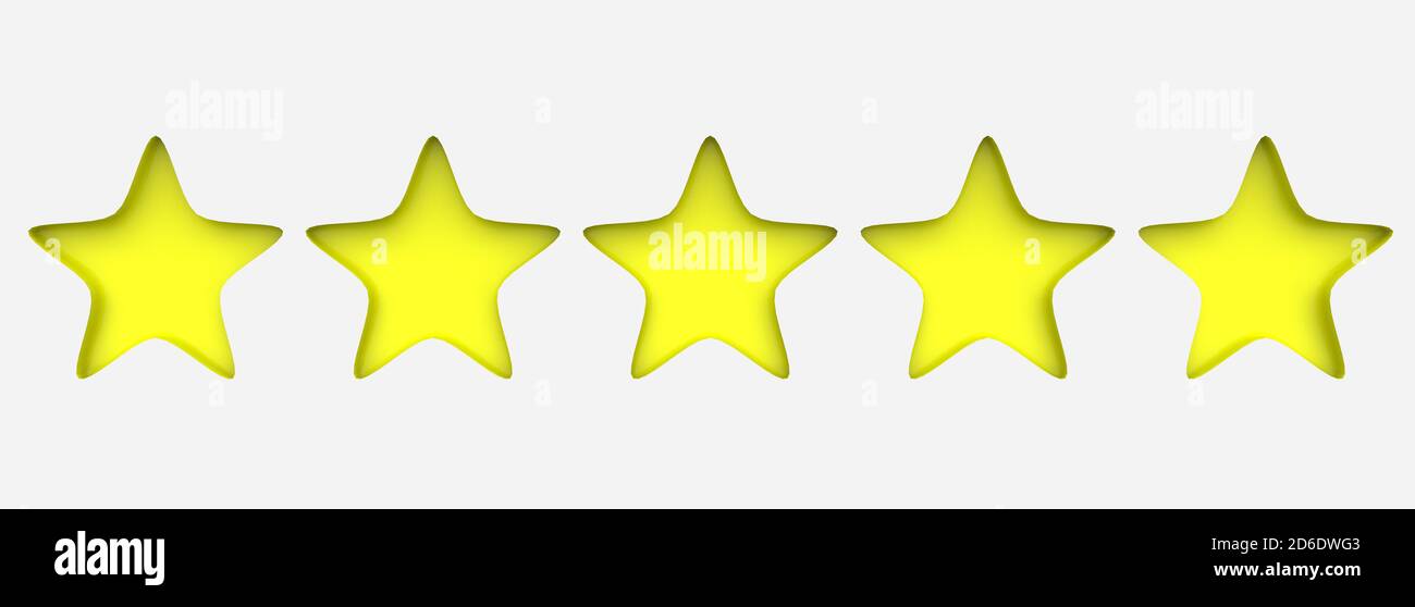 3d five yellow star on color background. Render and illustration of ...