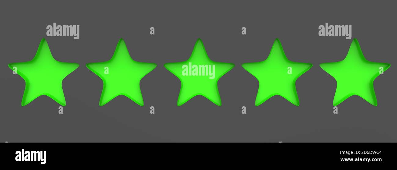 3d five green star on color background. Render and illustration of ...