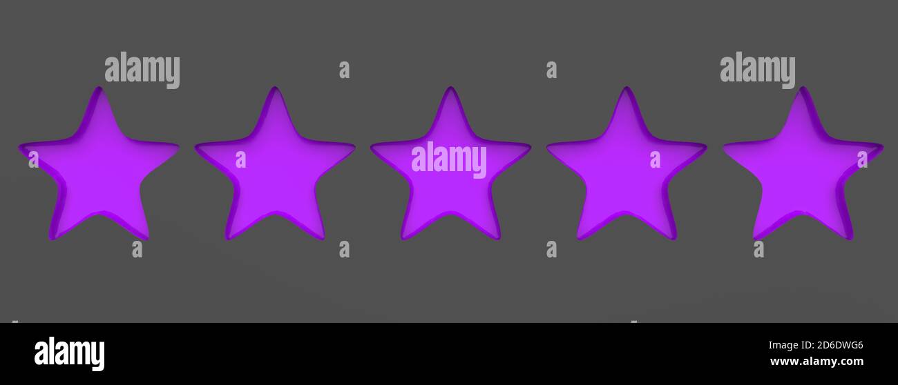 3d five violet star on color background. Render and illustration of ...