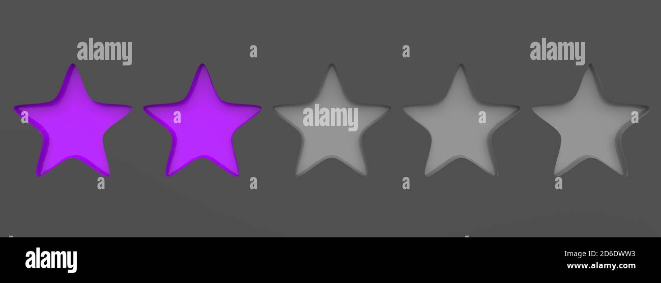 3d violet two star on color background. Render and illustration of ...