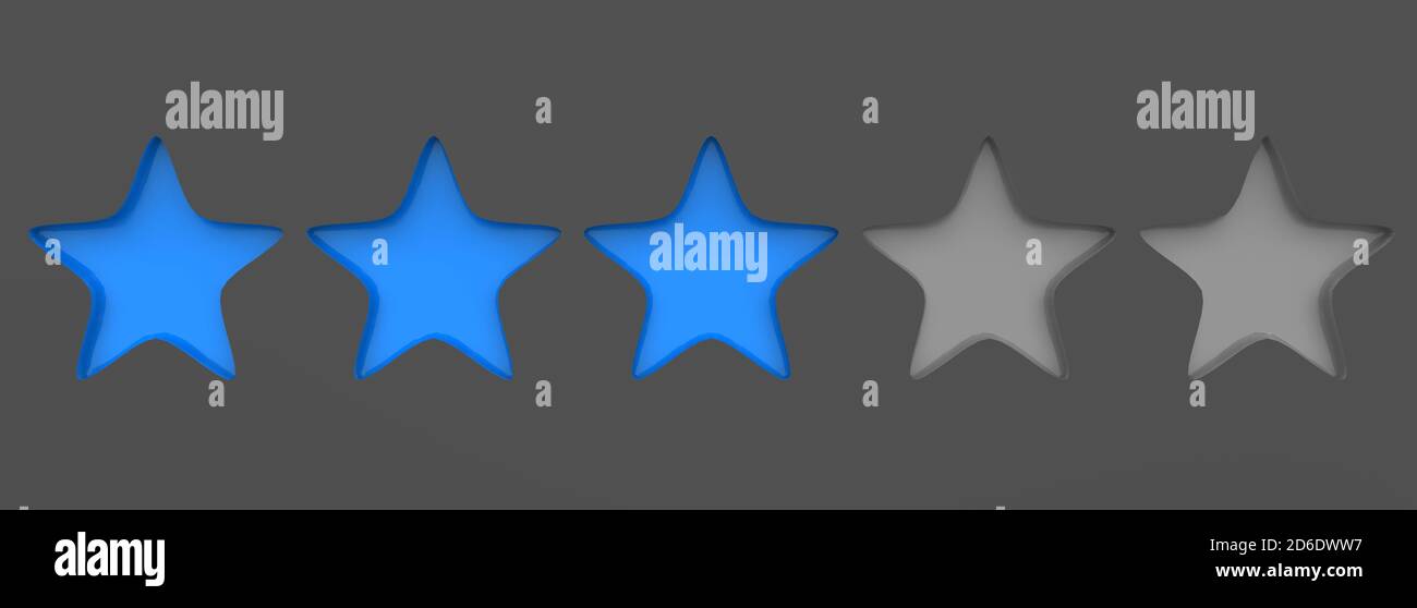 3d three blue star on color background. Render and illustration of ...