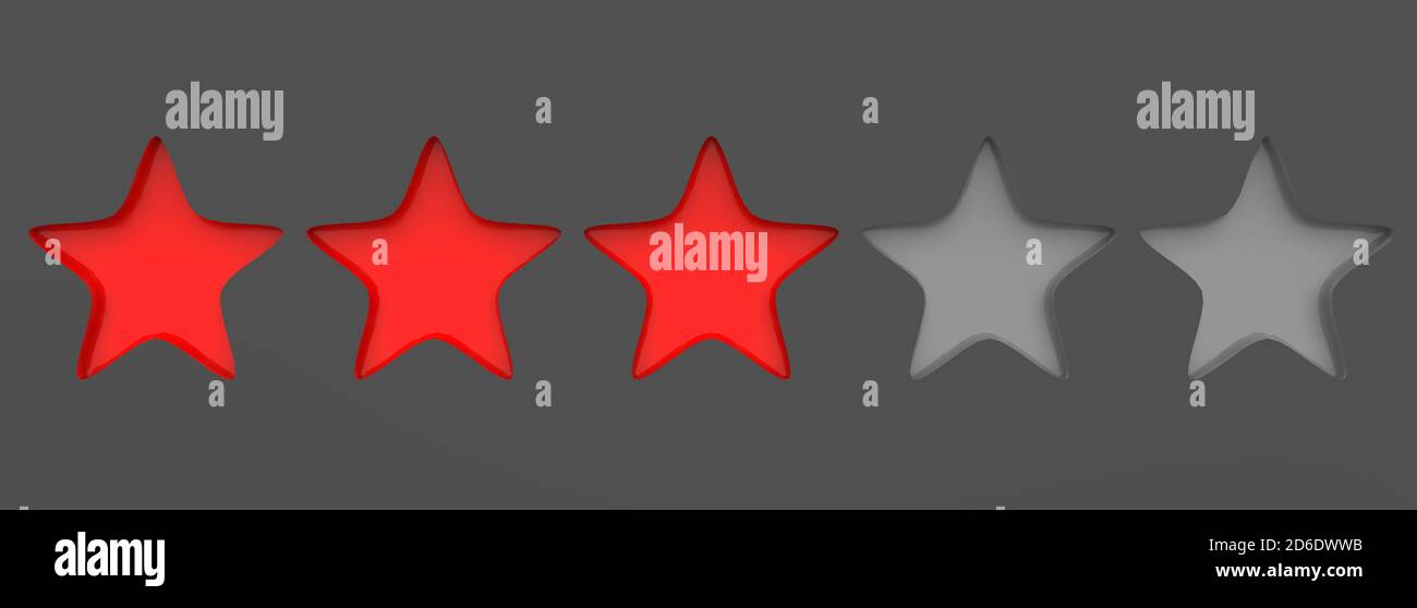 3d three red star on color background. Render and illustration of ...
