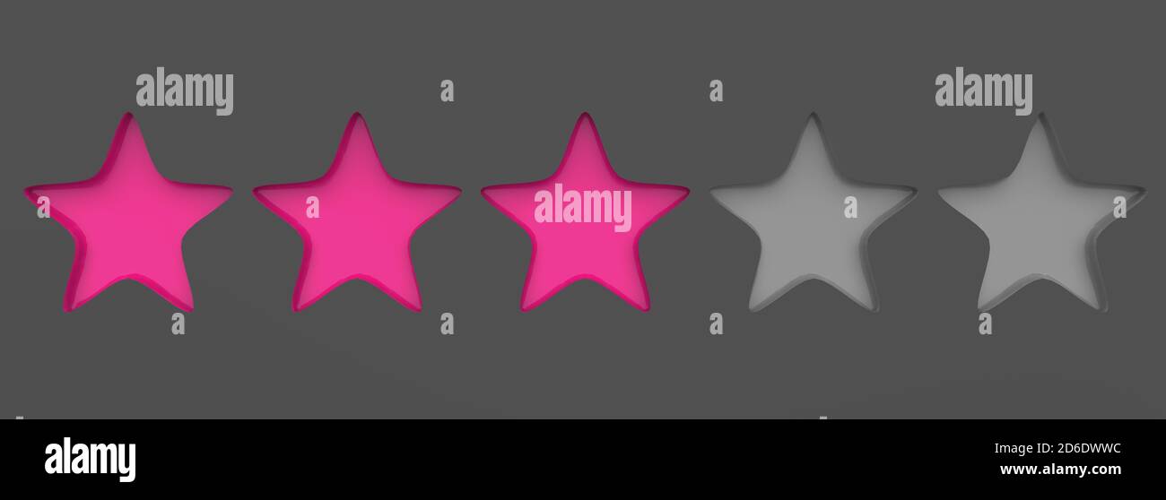 3d three pink star on color background. Render and illustration of ...
