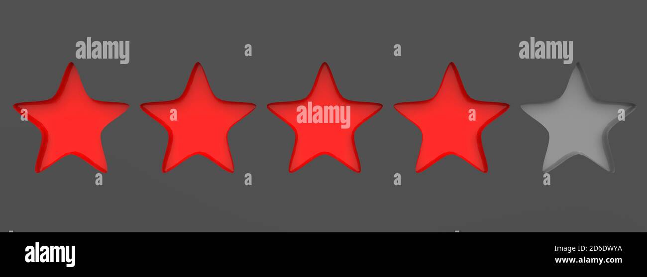 3d four red star on color background. Render and illustration of golden ...