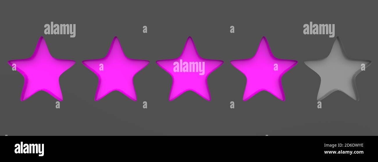 3d four purple star on color background. Render and illustration of ...