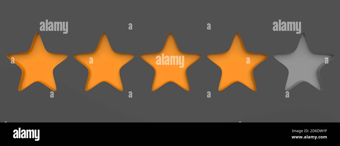 3d four orange star on color background. Render and illustration of ...