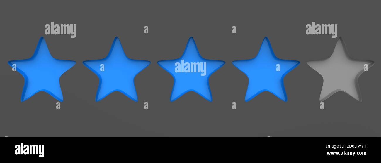 3d four blue star on color background. Render and illustration of ...