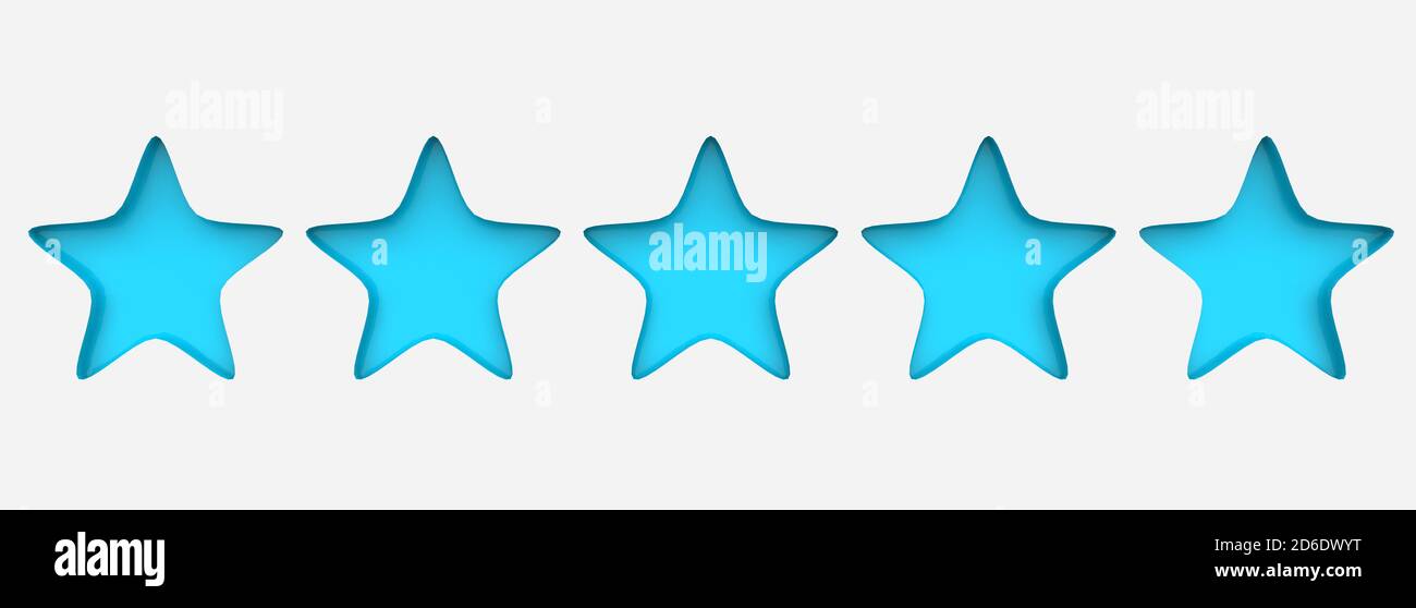 3d five azure star on color background. Render and illustration of ...