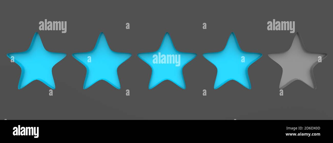 3d four azure star on color background. Render and illustration of ...