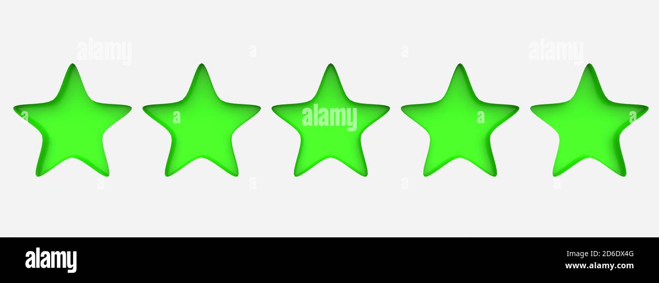 3d five green star on color background. Render and illustration of ...