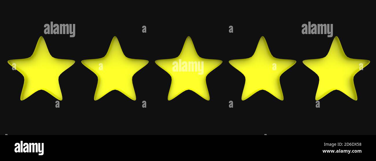 3d five yellow star on color background. Render and illustration of ...