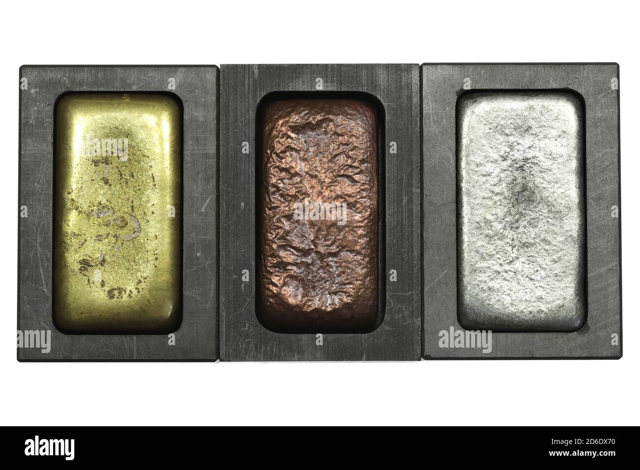 metal bars in graphite molds isolated on white background Stock Photo ...