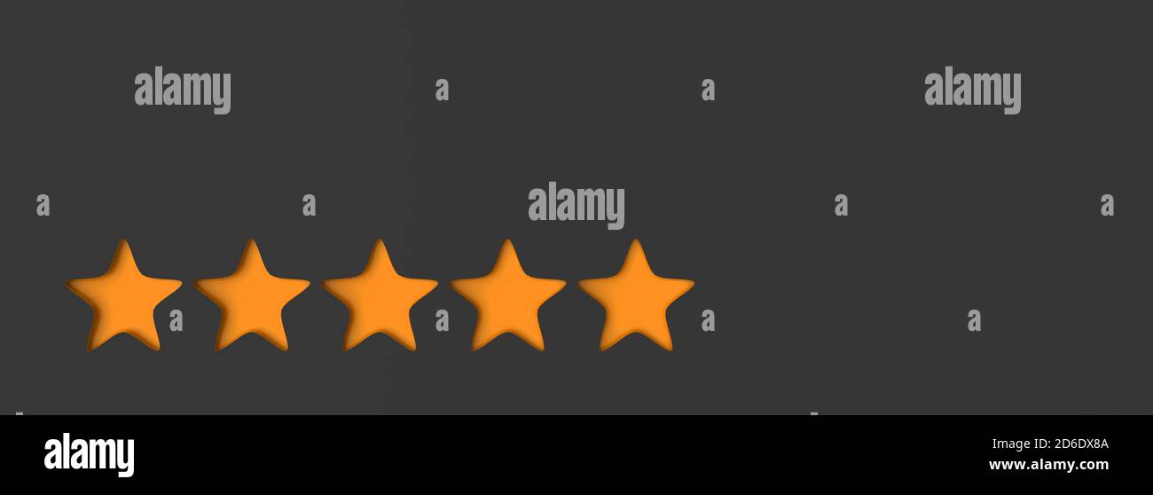3d five orange star on color background. Render and illustration of ...