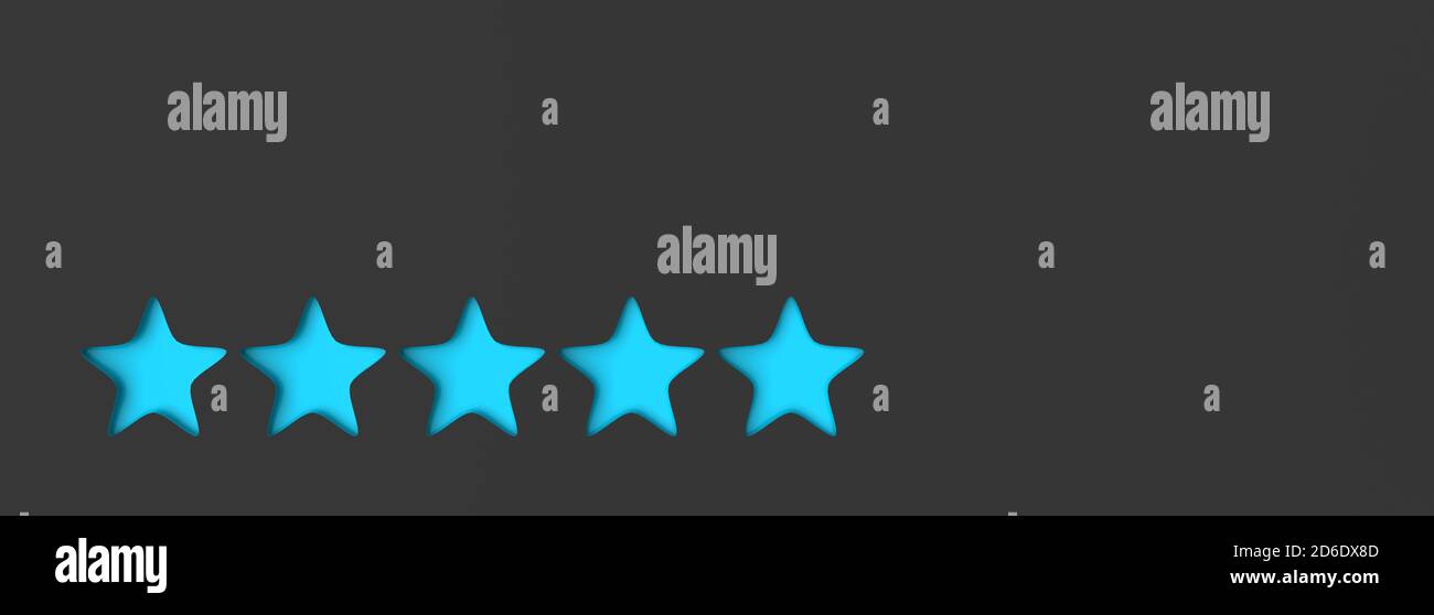 3d five azure star on color background. Render and illustration of ...