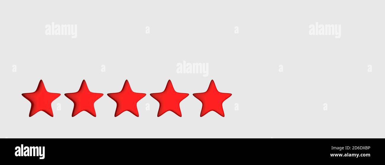 3d five red star on color background. Render and illustration of golden ...