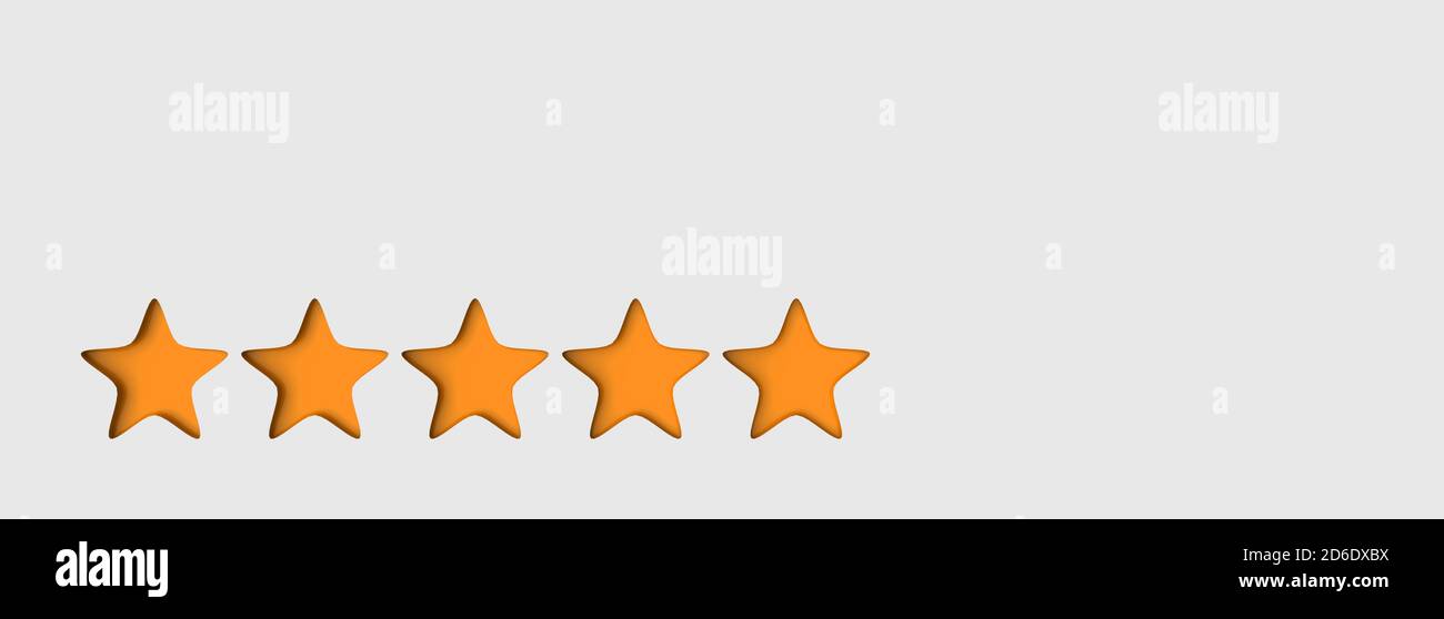 3d five orange star on color background. Render and illustration of ...