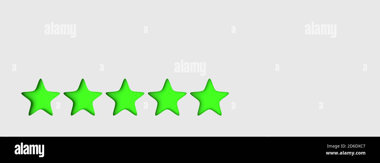 3d five green star on color background. Render and illustration of ...