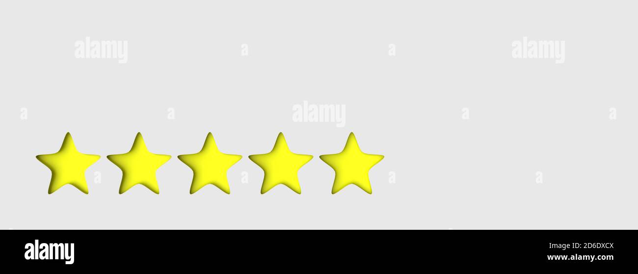 3d five yellow star on color background. Render and illustration of ...