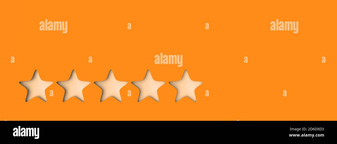 3d five orange star on color background. Render and illustration of ...