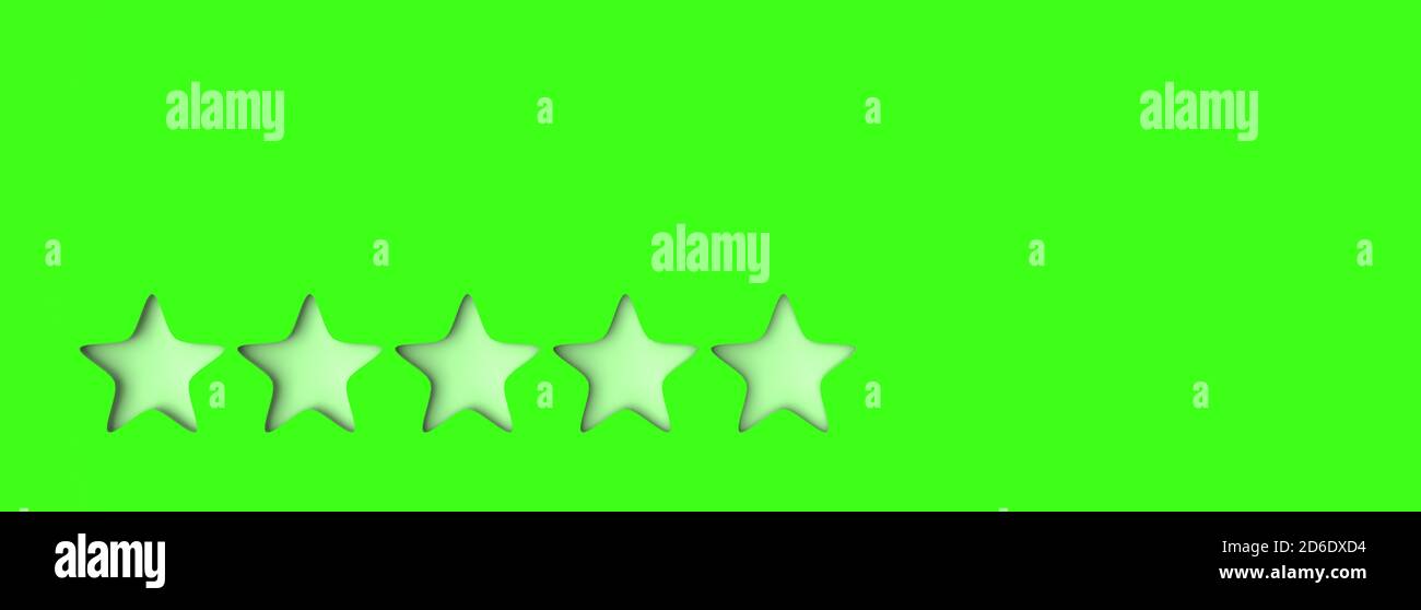 3d five green star on color background. Render and illustration of ...