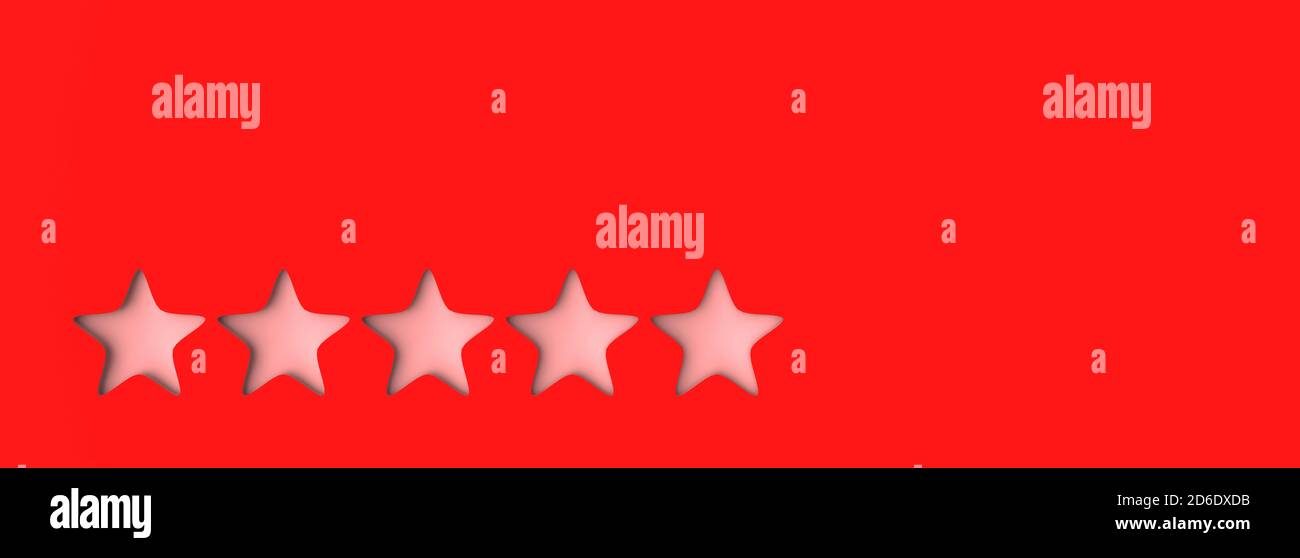 3d five red star on color background. Render and illustration of golden ...