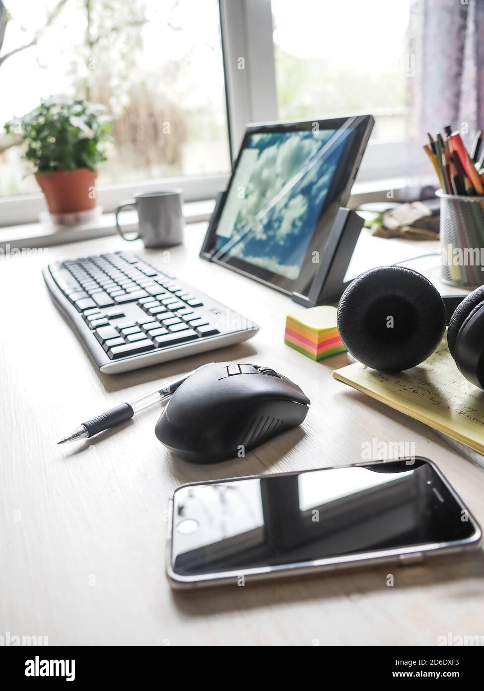 Real home office for teleworking during quarantine Stock Photo - Alamy