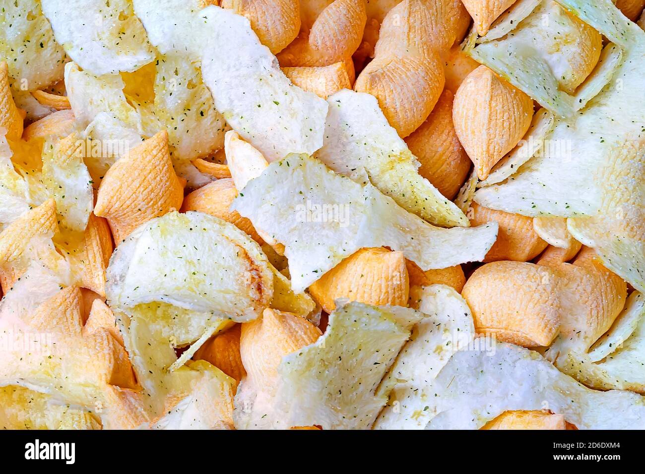Chips.Fried potatoes of different flavors close-up Stock Photo - Alamy