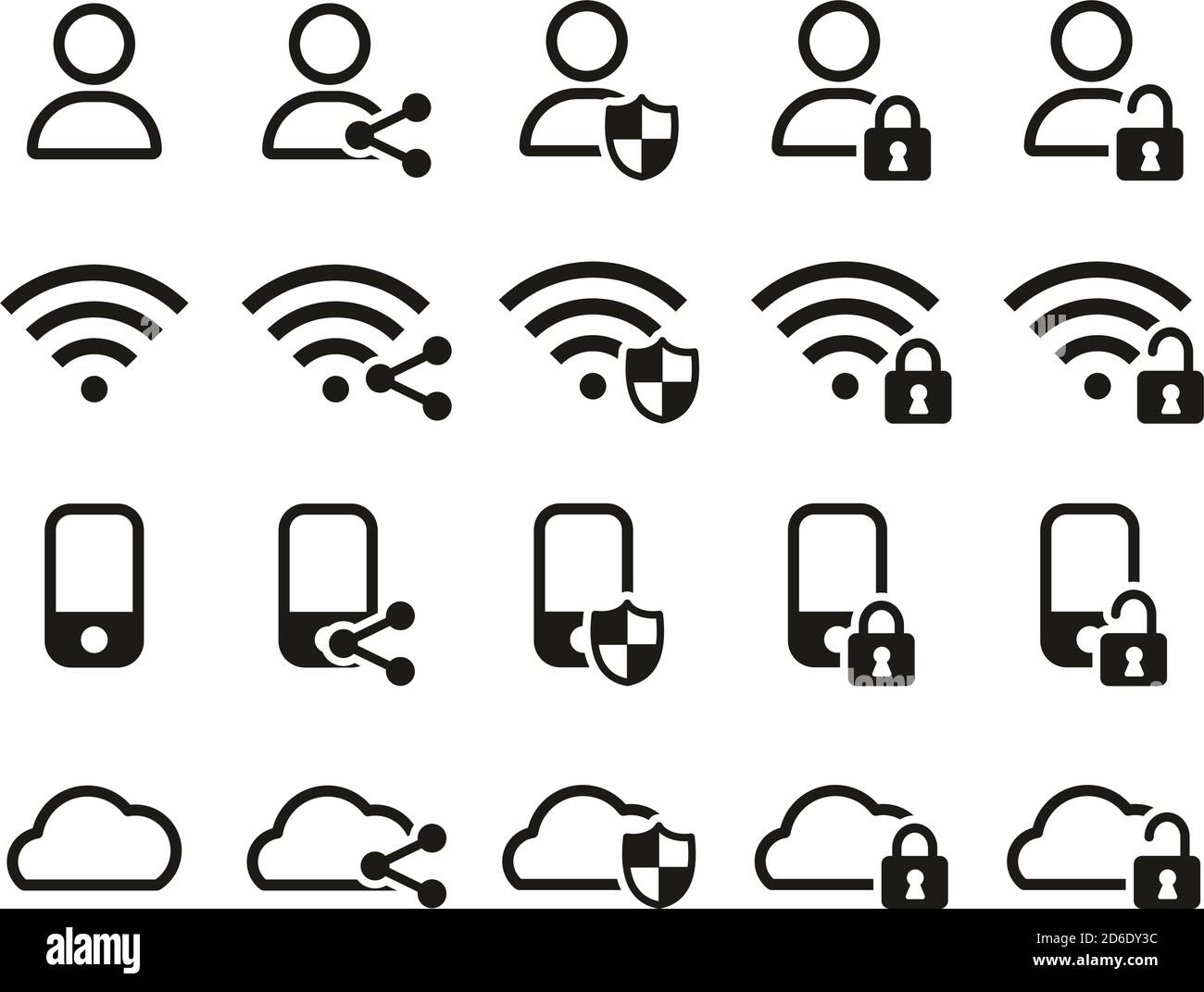 Data Protection & Data Security Icons Black & White Set Big Stock Vector Image & Art - Alamy