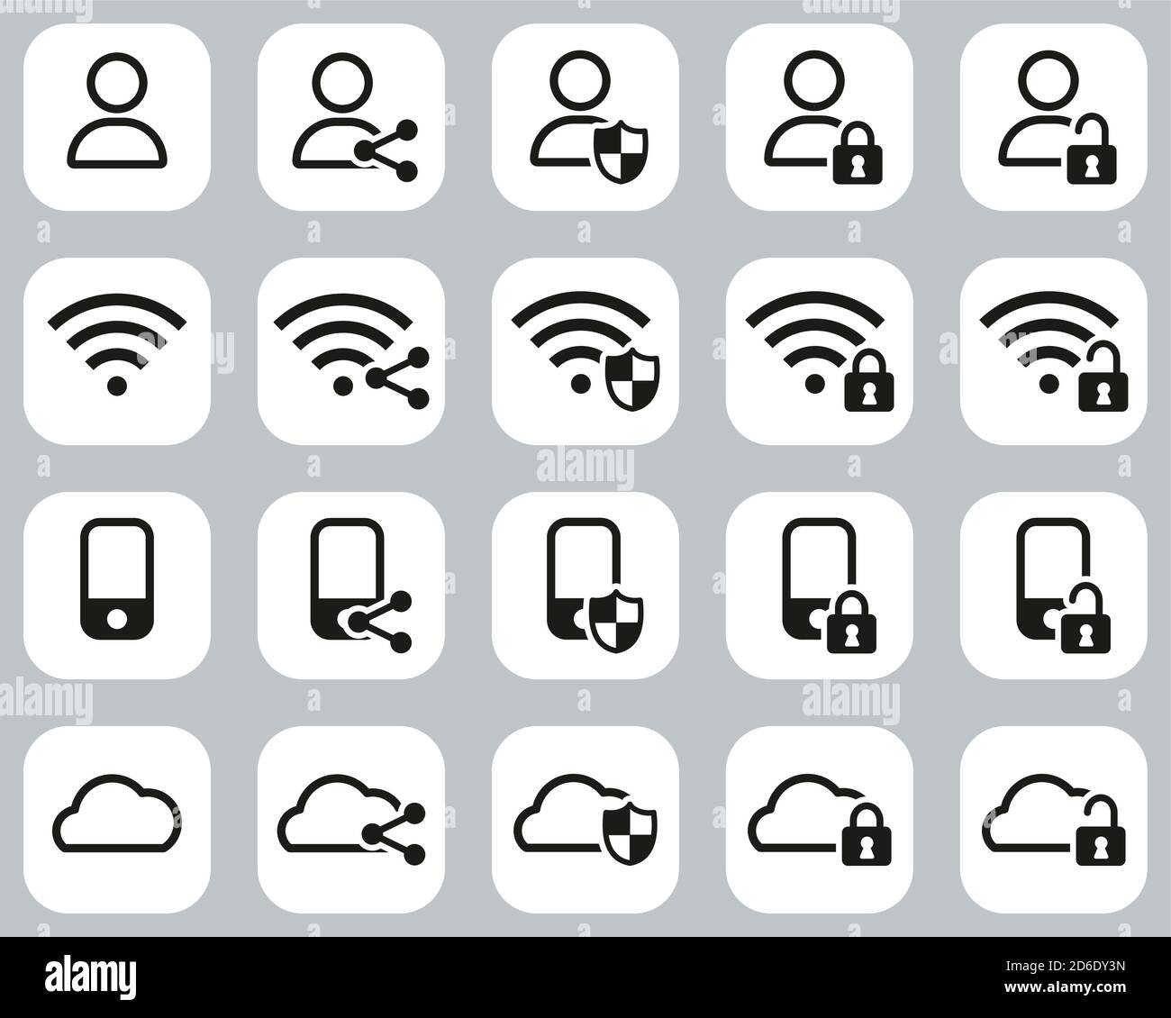 Data Protection & Data Security Icons Black & White Flat Design Set Big Stock Vector Image & Art ...