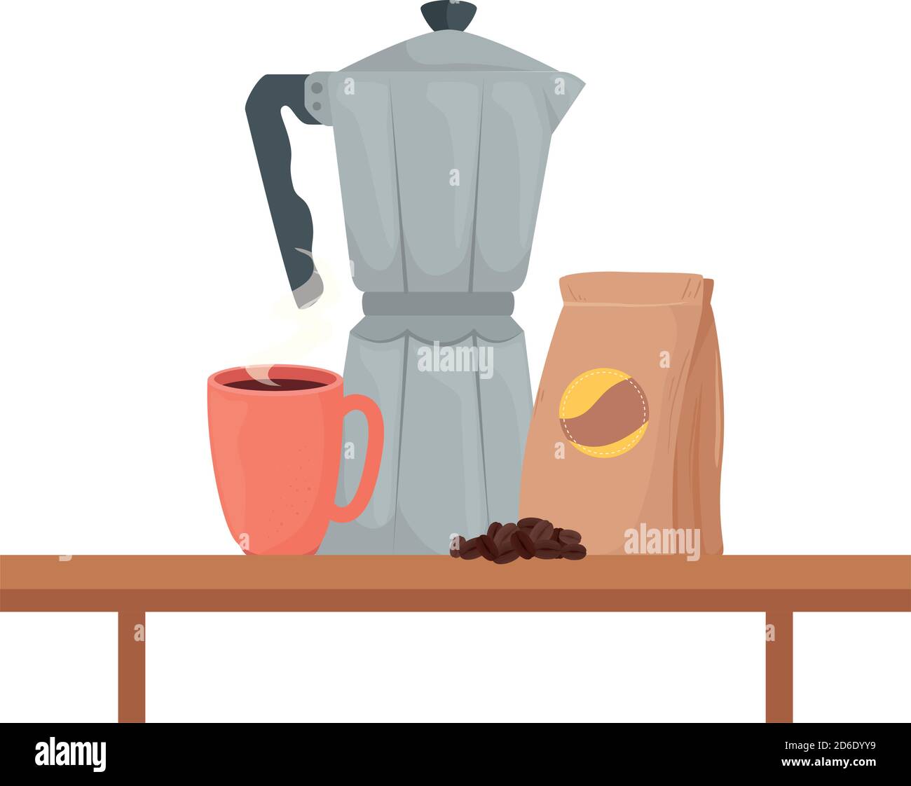 Coffee moka pot beans Cut Out Stock Images & Pictures - Alamy