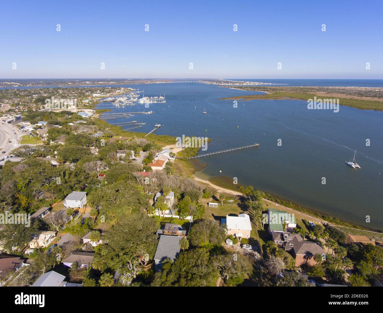 St. Augustine Salt Run coast aerial view near Matanzas River in St ...