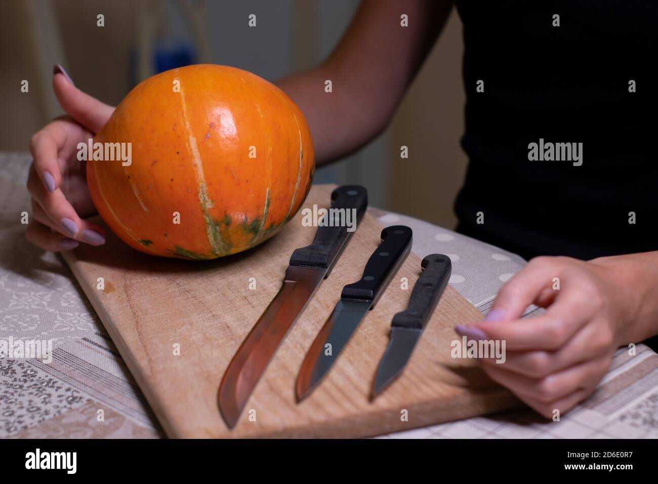 the process of making a Halloween pumpkin. horror theme and Hallowe'en ...