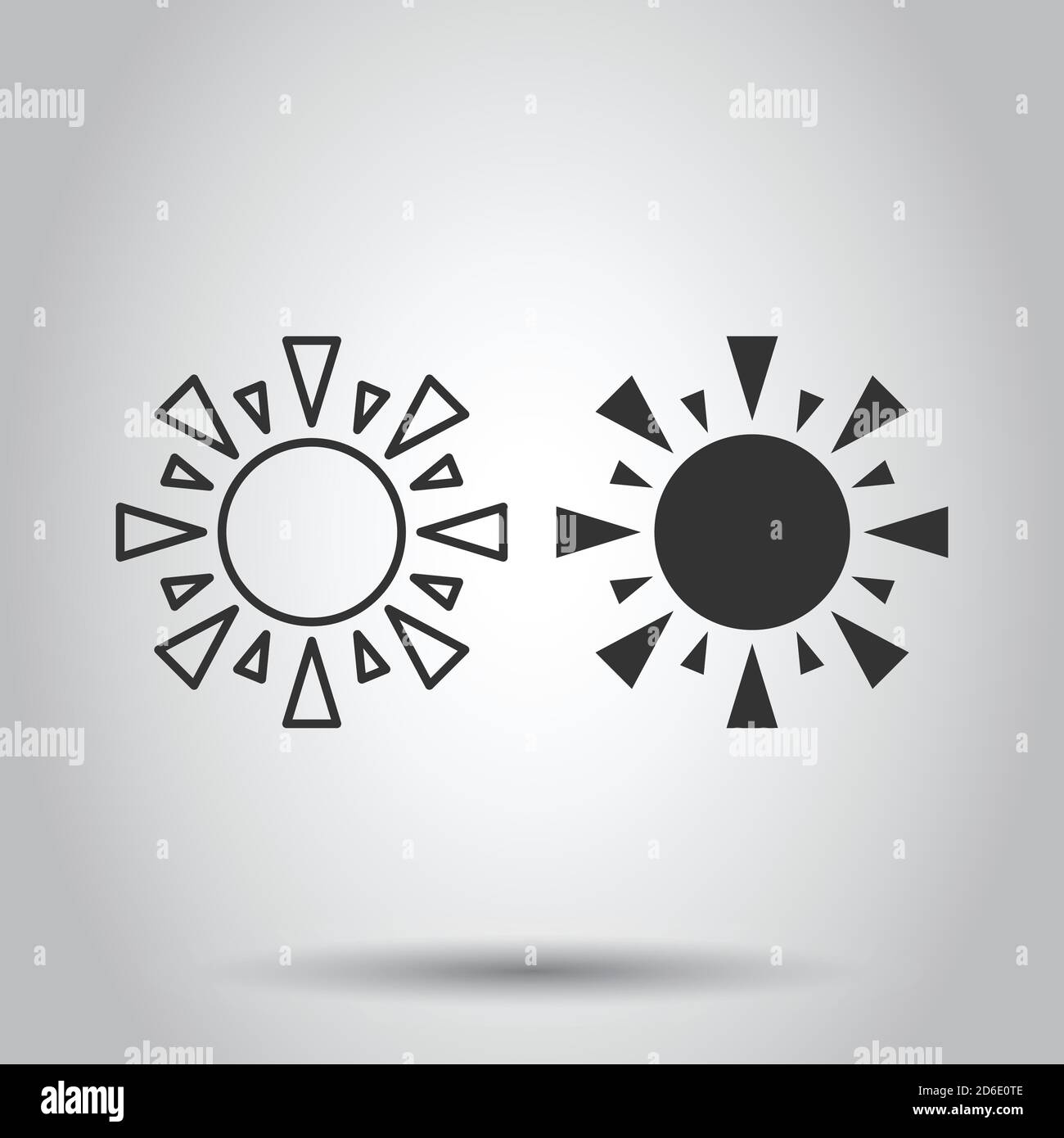 Sun icon in flat style. Sunlight sign vector illustration on white ...