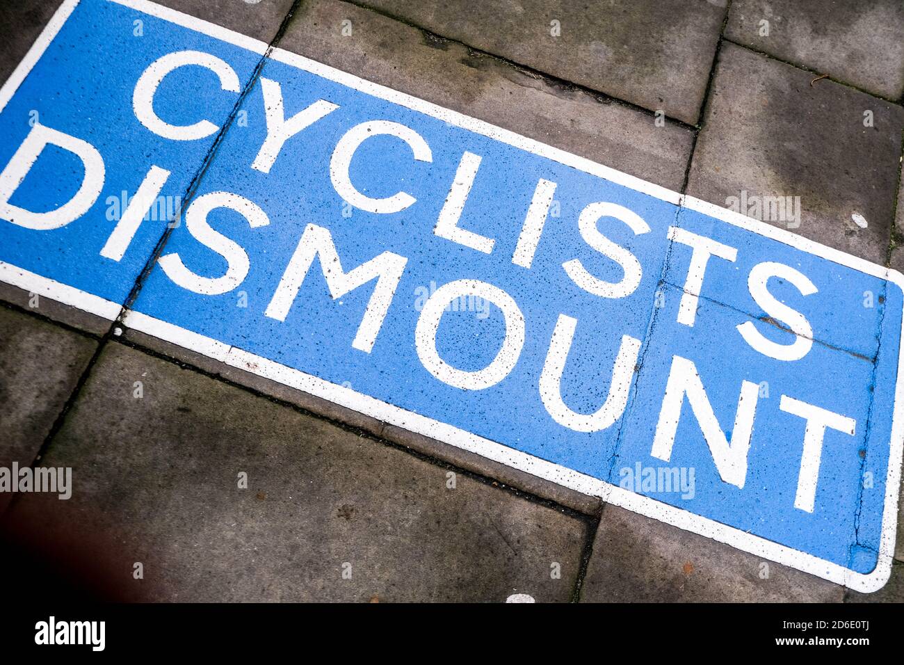 London UK October 16 2020, Pavement Cyclist Dismount Painted Road Sign ...