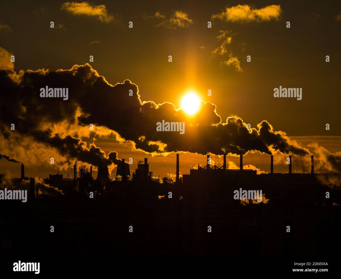 Contamination of environment by heavy smoke from industrial plant Stock ...