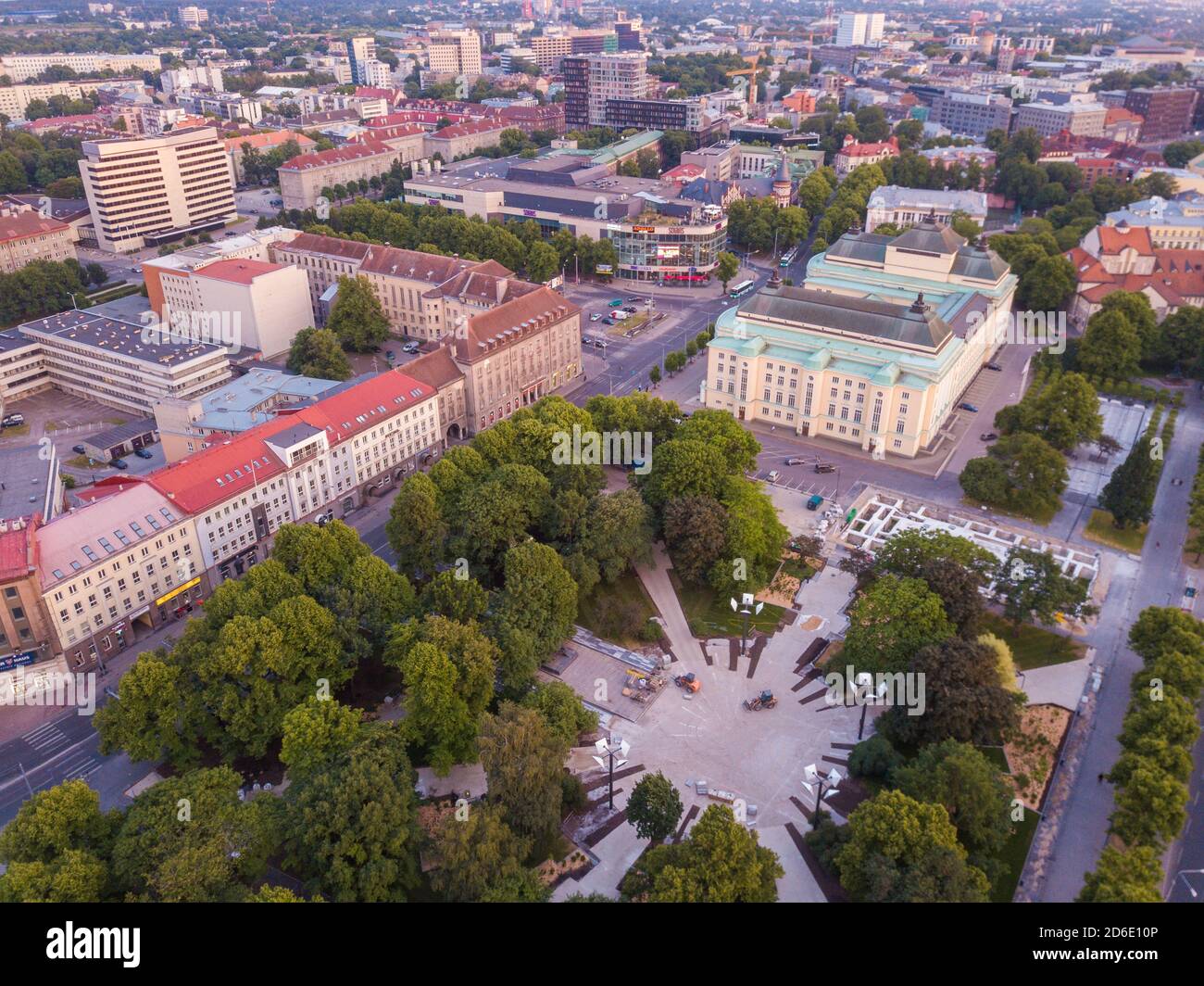 Aerial view of Tallinn Town Hall Square with Old Market Square, Estonia ...