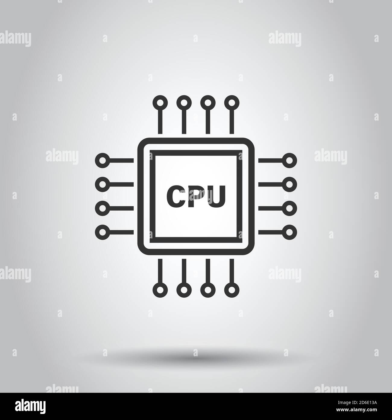 Computer cpu icon in flat style. Circuit board vector illustration on ...