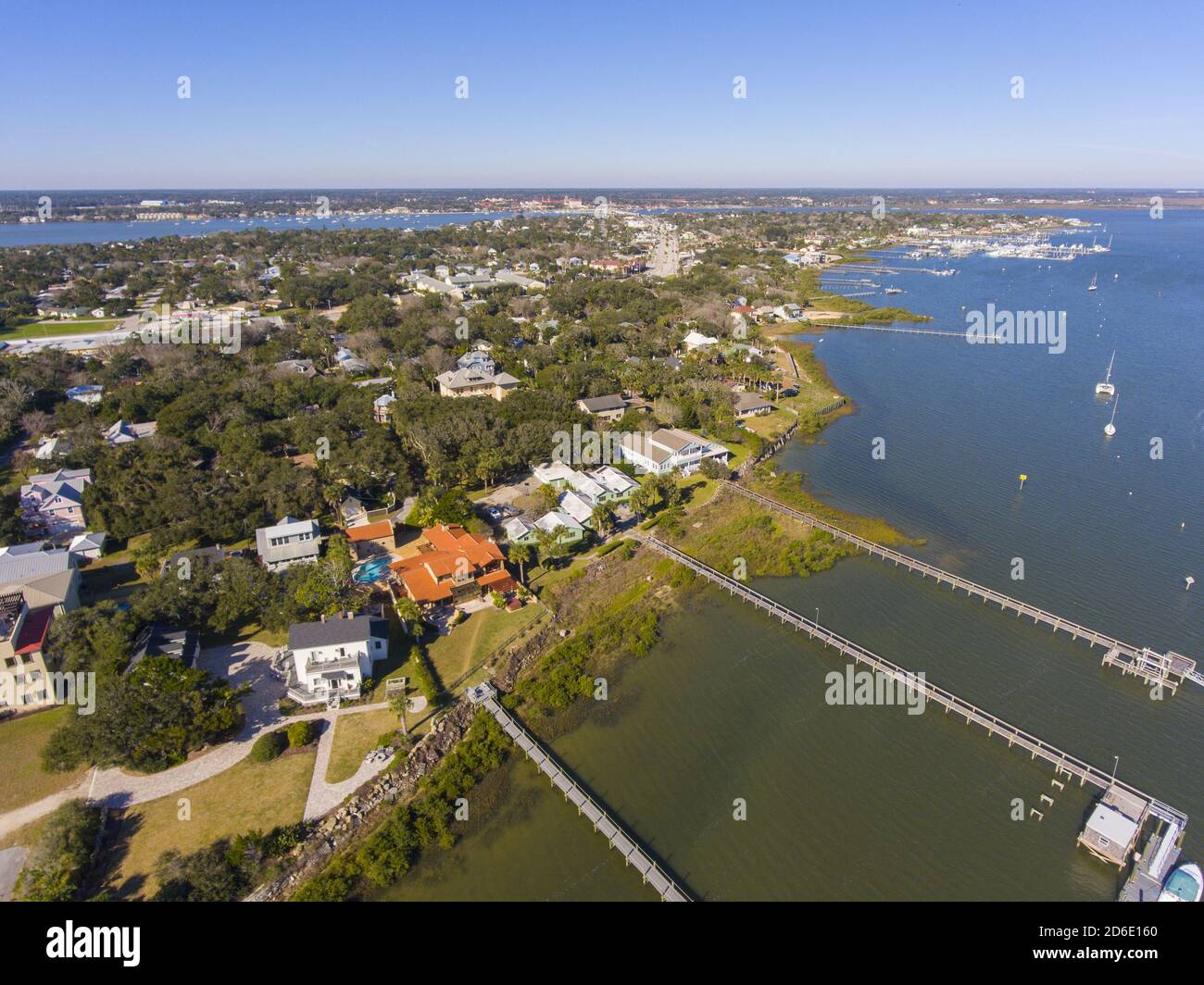 St. Augustine Salt Run coast aerial view near Matanzas River in St ...