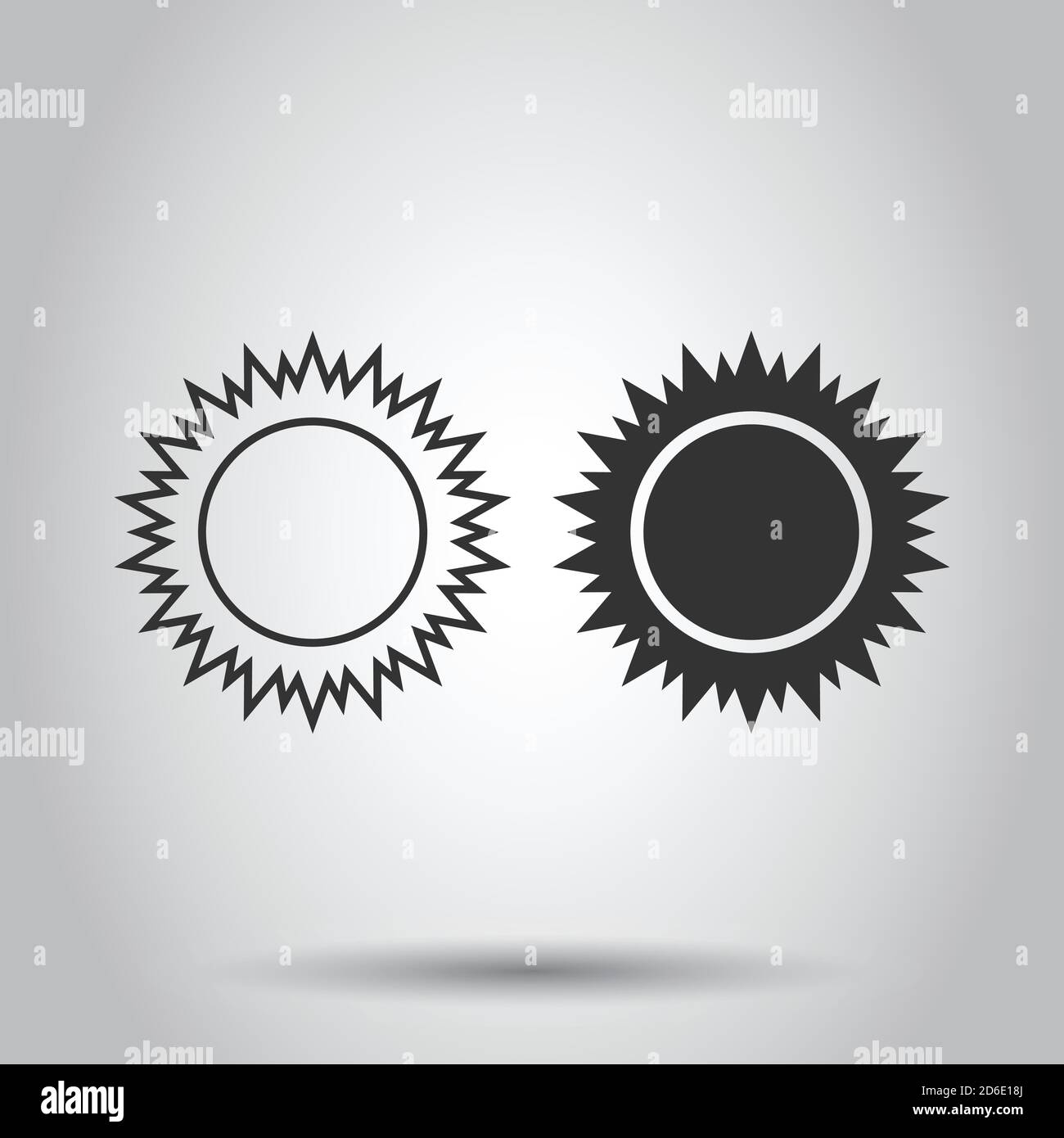 Sun icon in flat style. Sunlight sign vector illustration on white ...