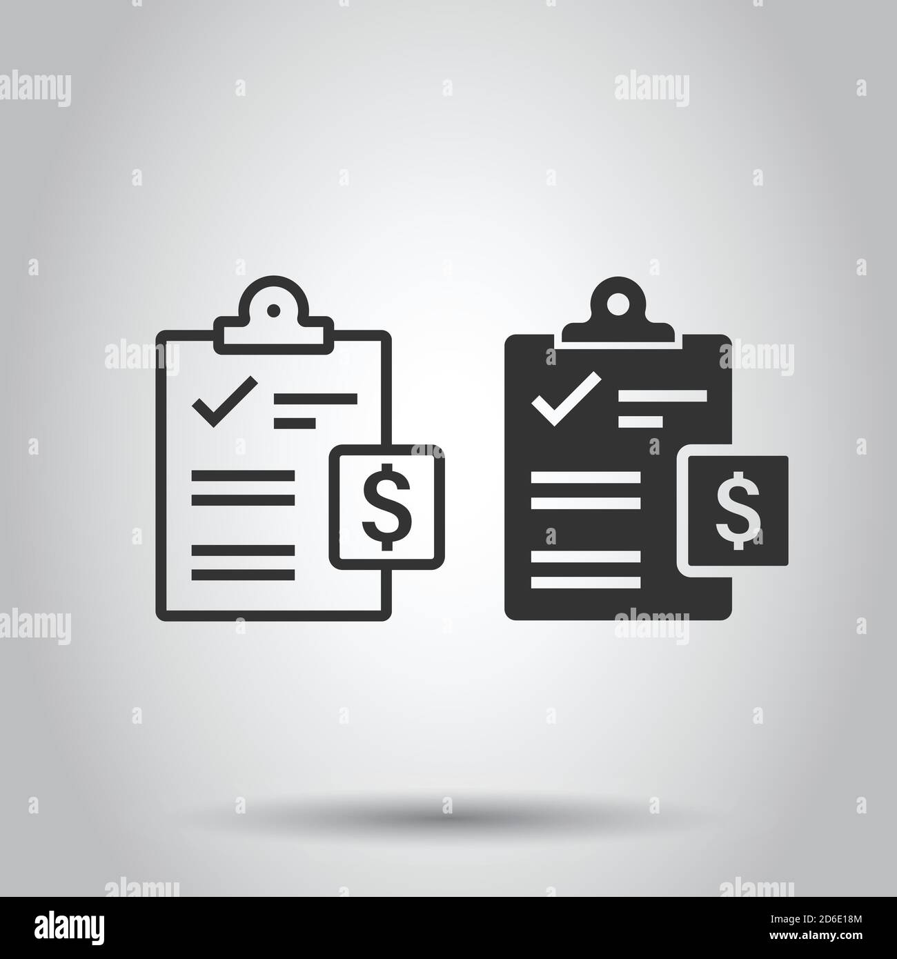 Document checklist icon in flat style. Report vector illustration on ...