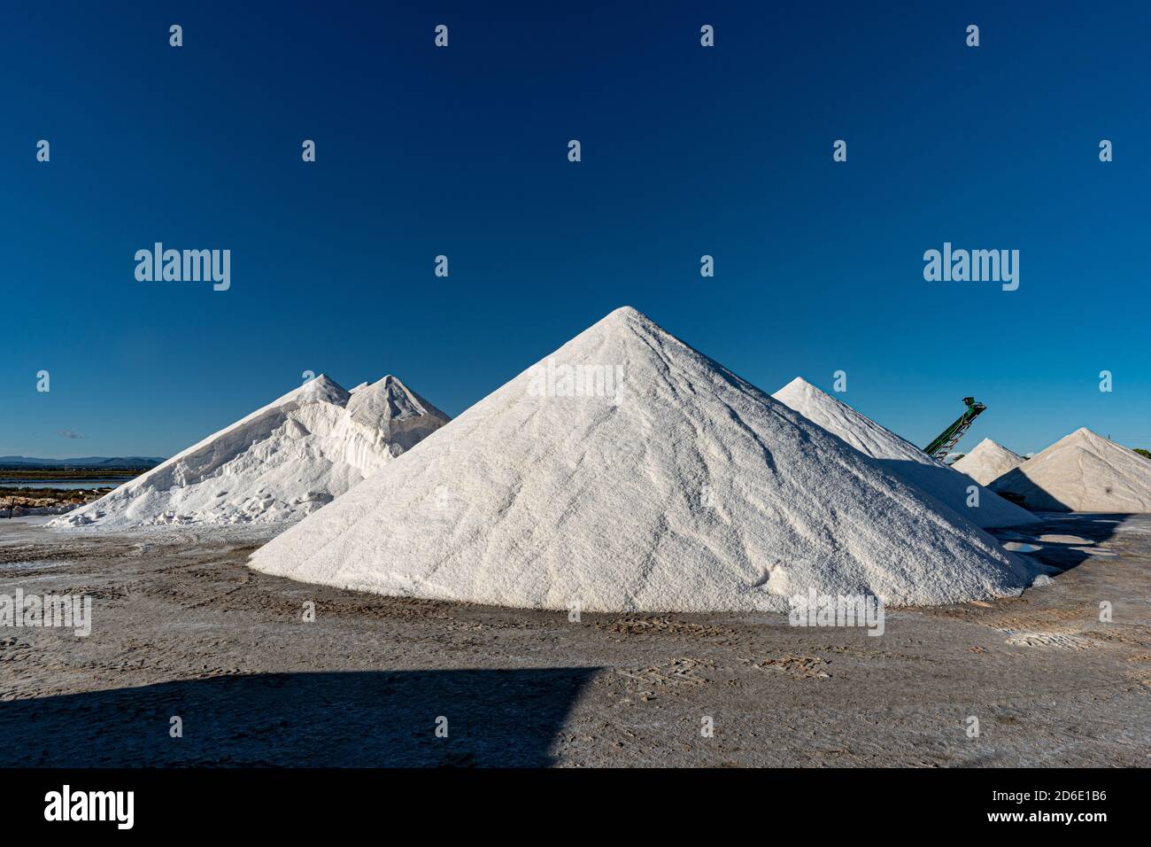 Mountains of salt in the natural reserve of Es Trenc, in Campos ...
