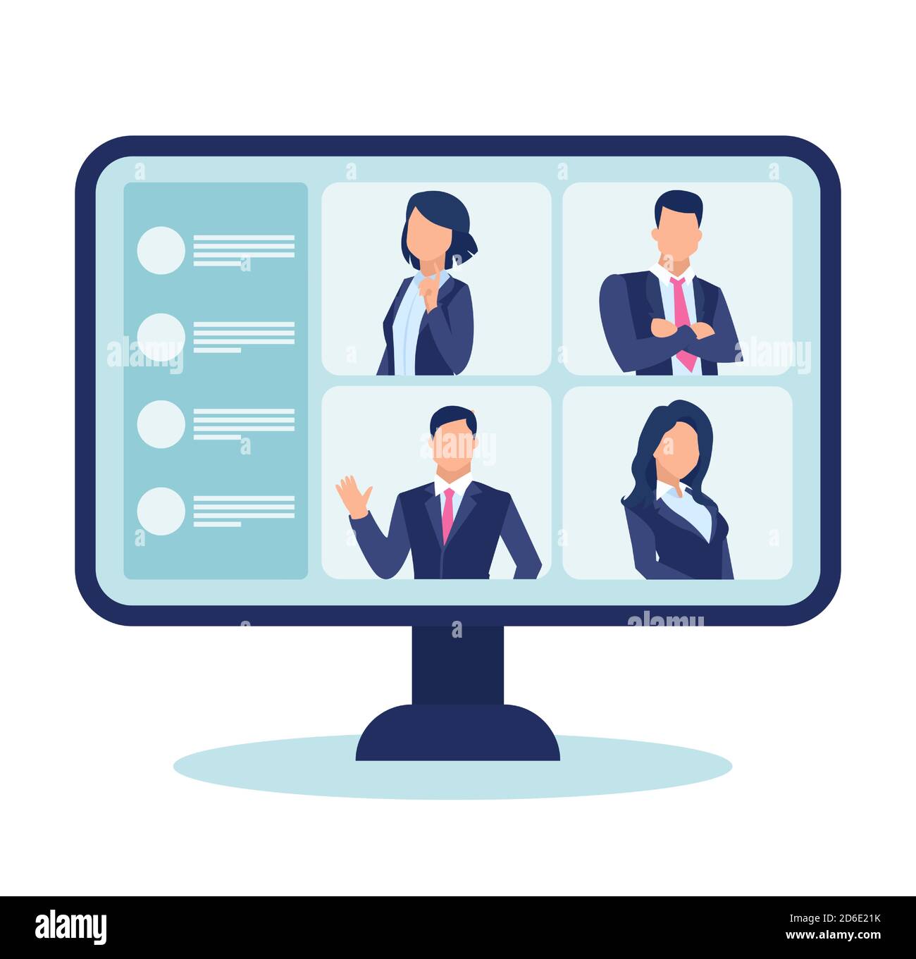 Vector of computer screen with business people chatting having a video ...