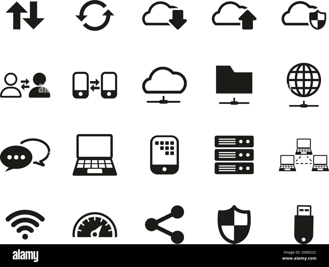 Data Transfer Icons Black & White Set Big Stock Vector Image & Art - Alamy