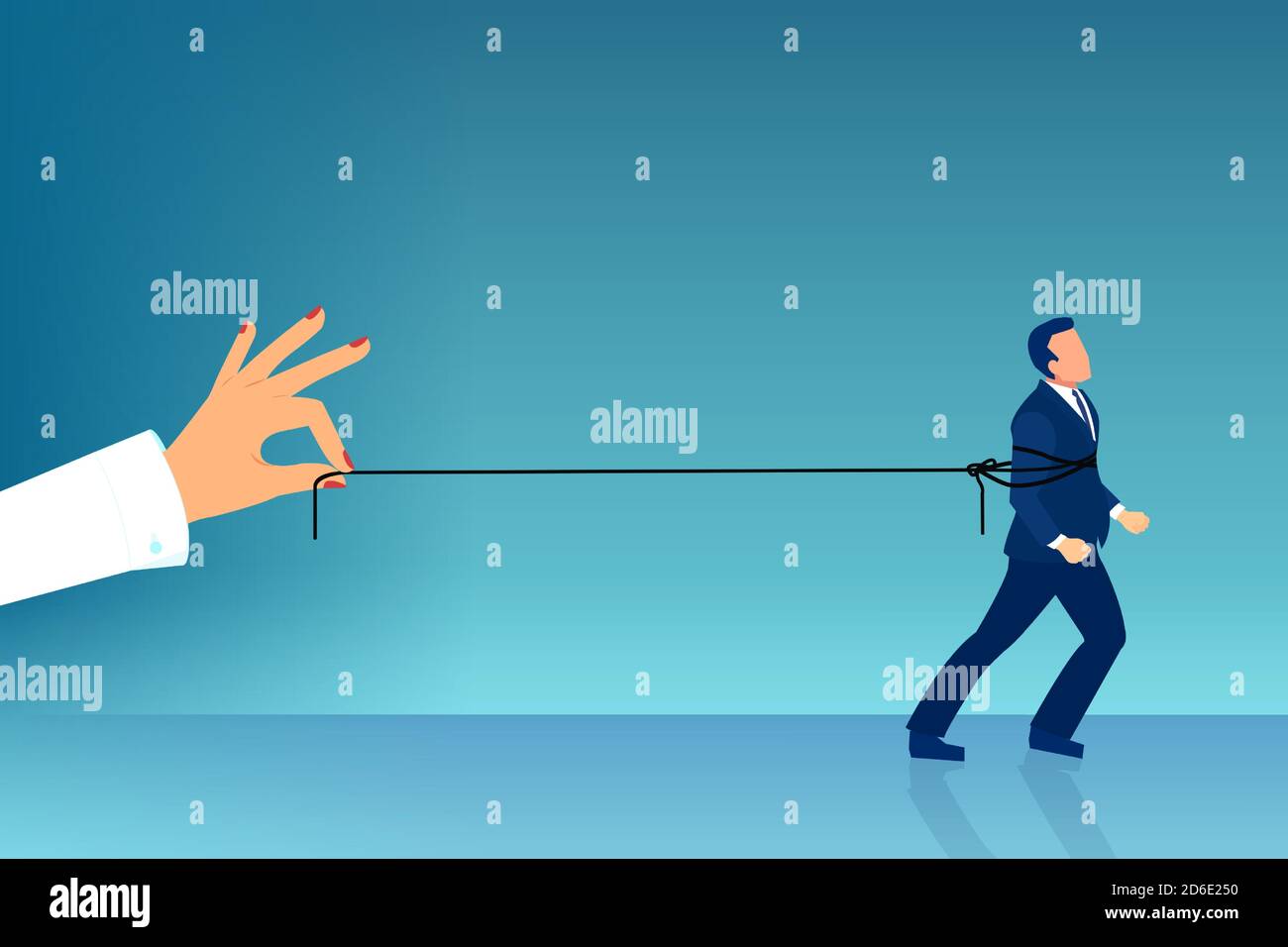 Vector of a female hand pulling a stressed man on the rope Stock Vector ...