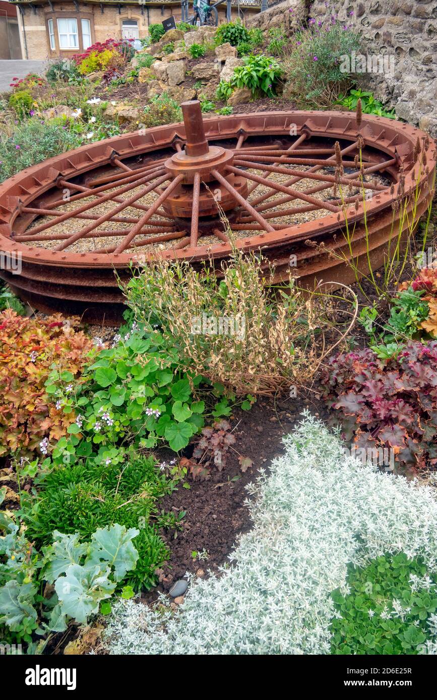 Fossil garden in autumn with the original winding wheel from the nearby ...